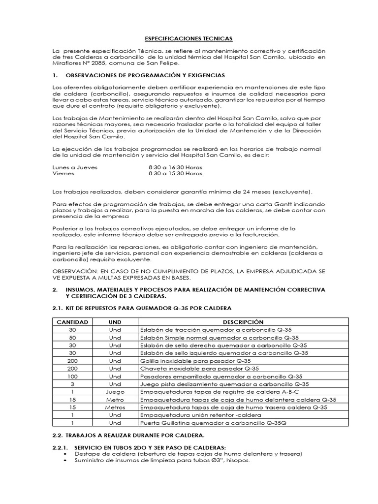ESPECIFICACIONES_TECNICAS | PDF