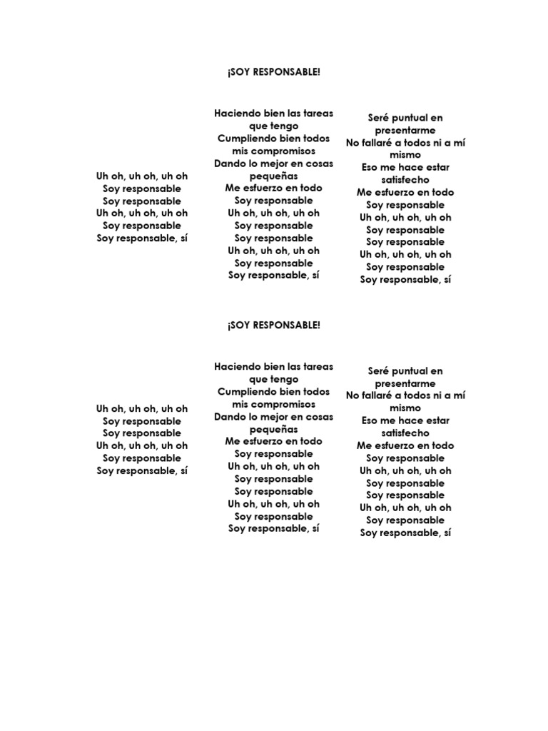 Canción, Soy Responsable | PDF