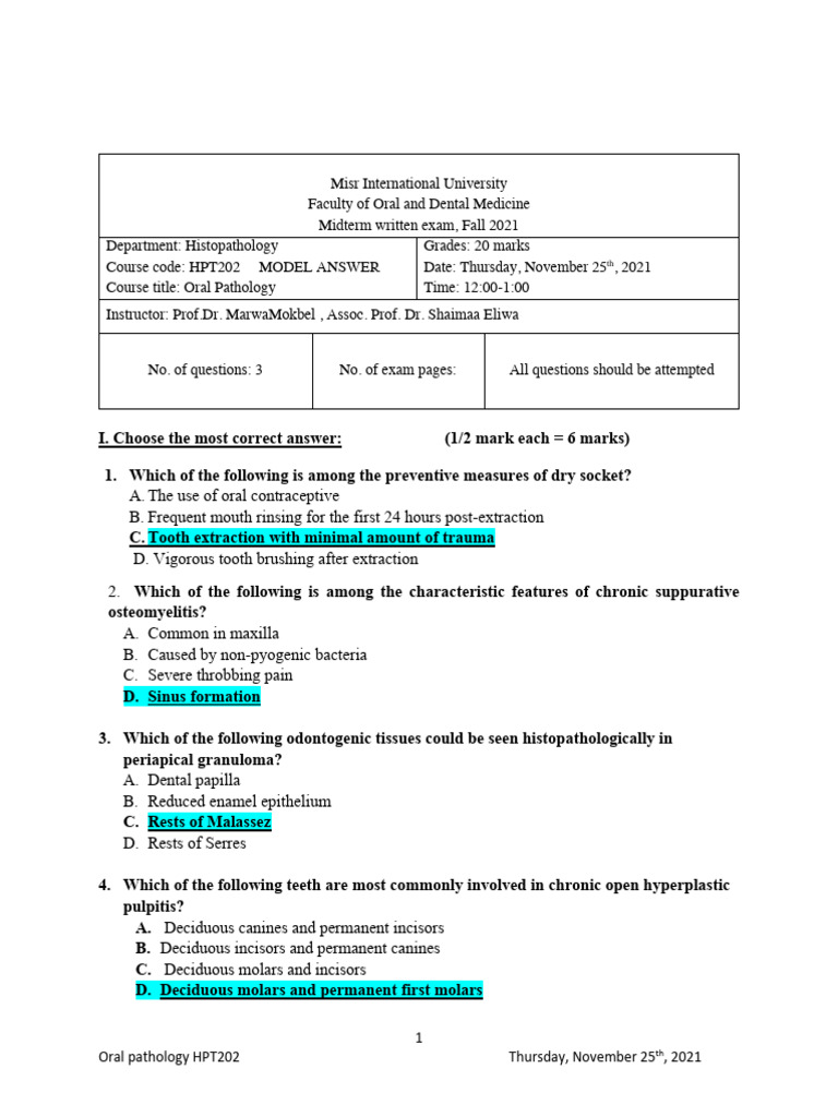 Midterm HPT202 F21 Modelanswer | PDF