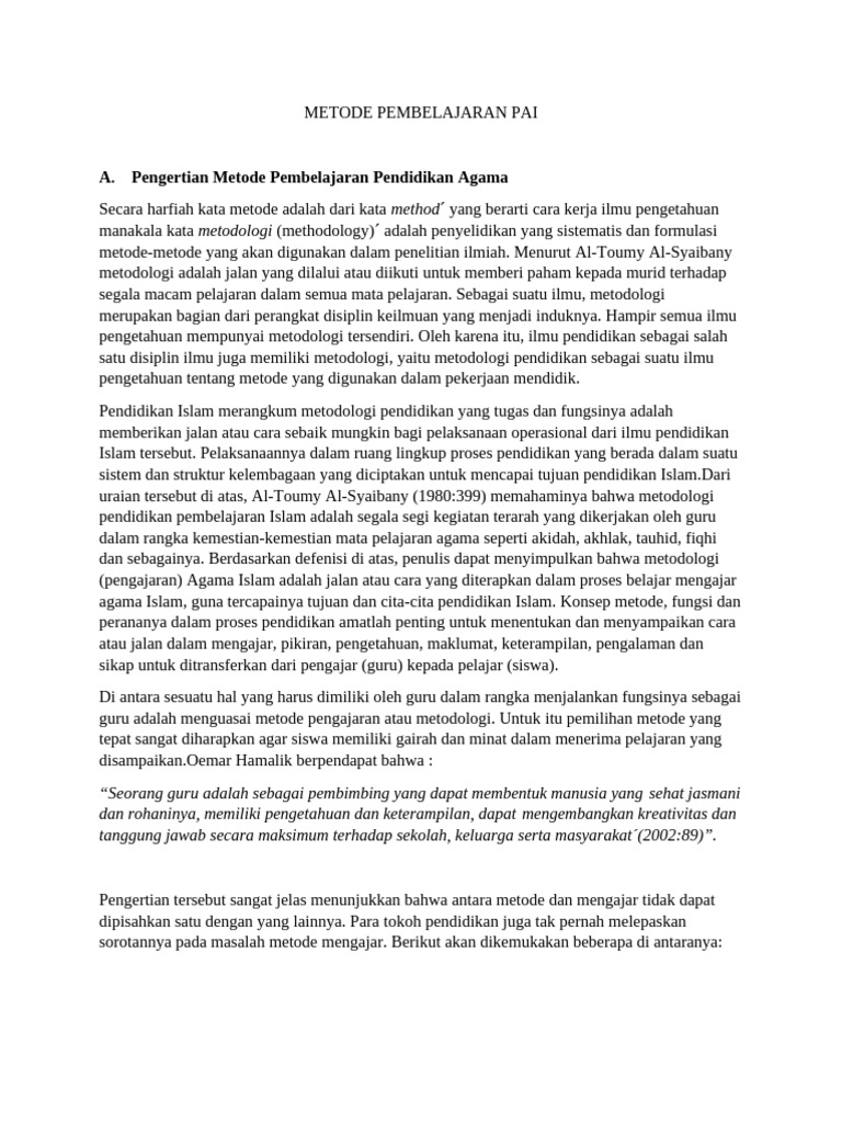 Metode Pembelajaran Pai | PDF