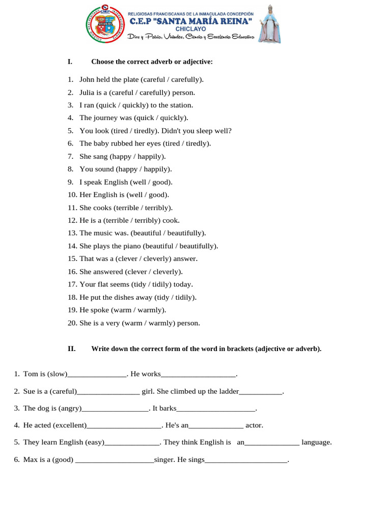 Adverbs and Adjectives-3rd Grade | PDF