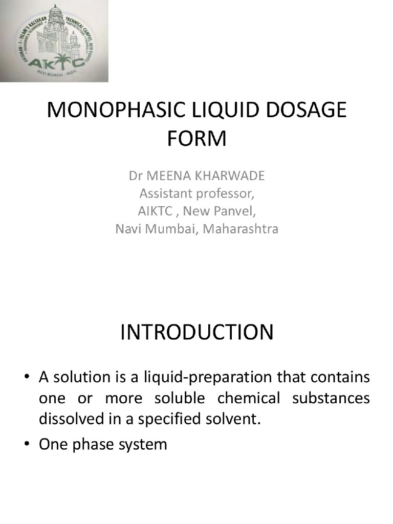 Monophasic Liquids | PDF