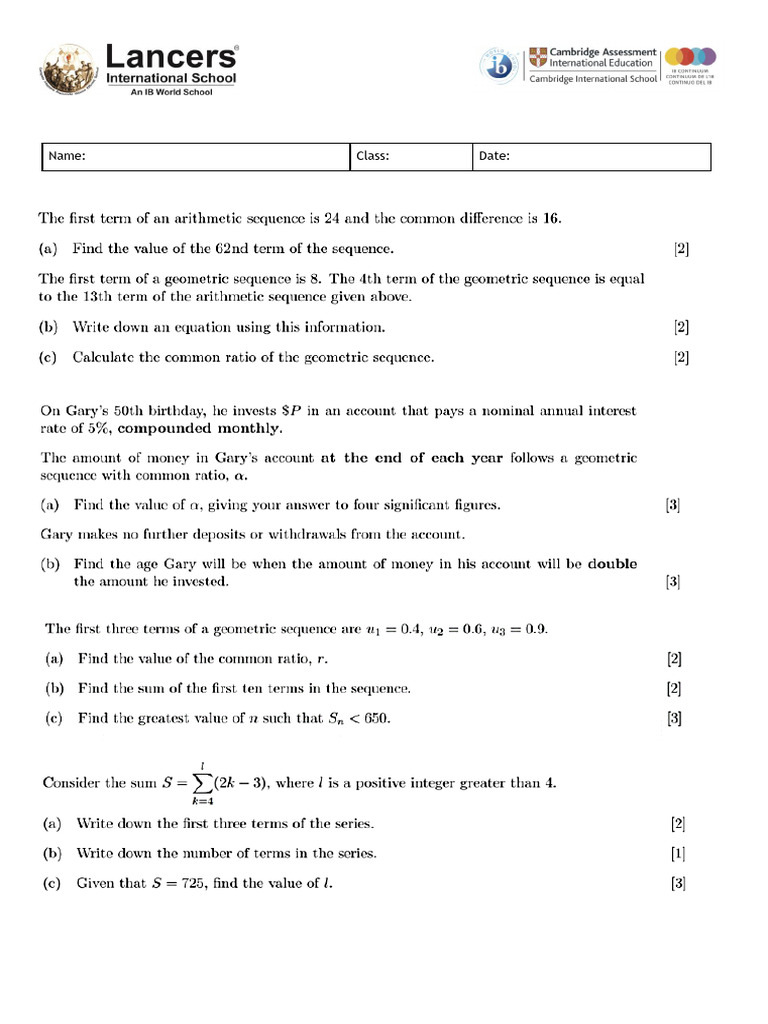 Practice Questions AP - GP | PDF