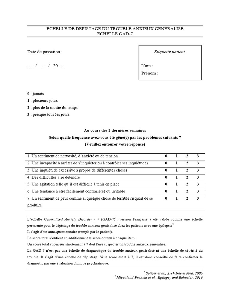 Echelle-GAD-7 | PDF