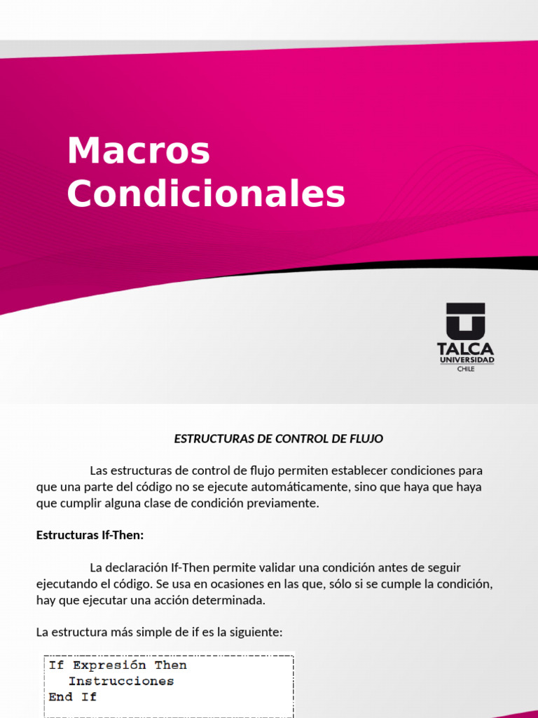 Macros Condicionales | PDF | Flujo de control | Ciencias de la Computación