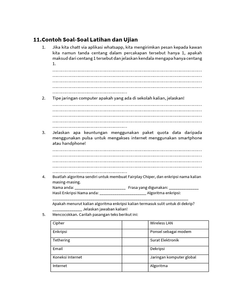 Contoh Soal Latihan Dan Ujian - Jaringan Komputer Dan Internet | PDF
