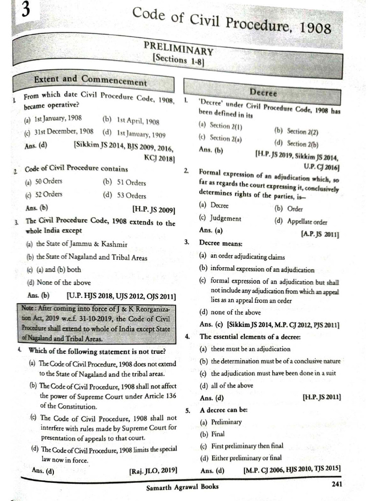 Cpc Pariksha Manthan Judiciary Questions | PDF