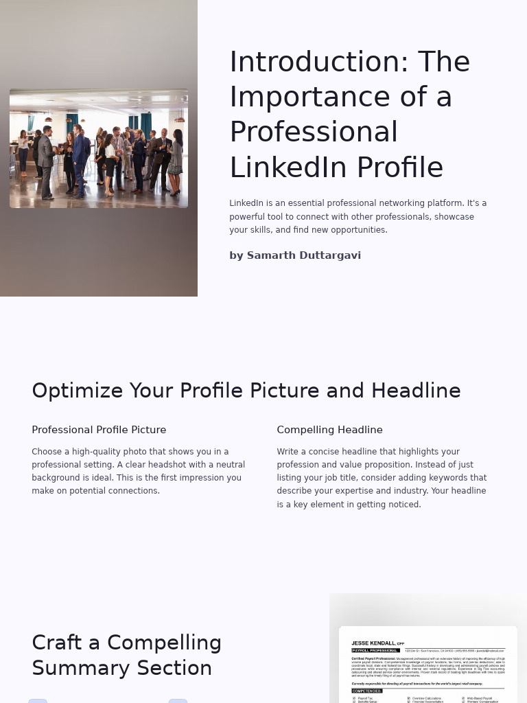 Introduction the Importance of a Professional LinkedIn Profile | PDF