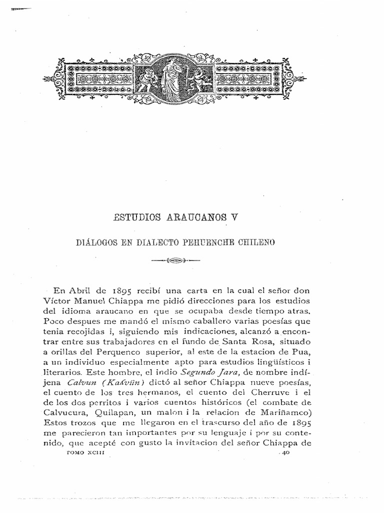 Lenz 1896 Diálogos en Dialecto Pehuenche Chileno (Estudios Araucanos V ...