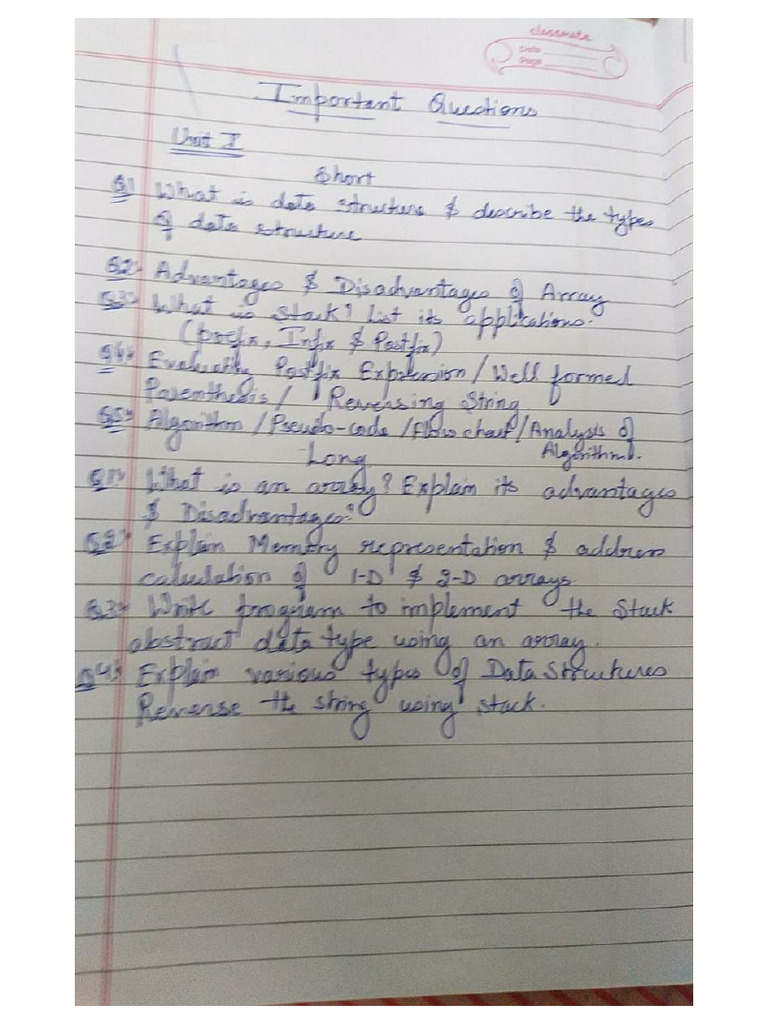 BSC Sem 3 Data Structures Important Questions | PDF