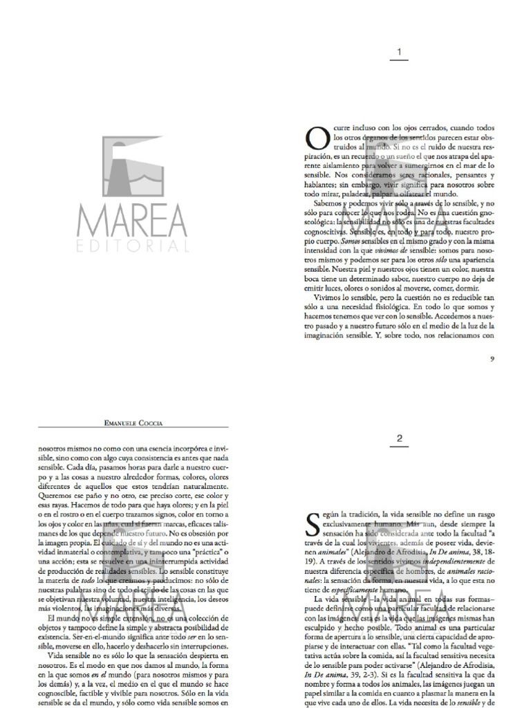 Vida Sensible - Coccia | PDF