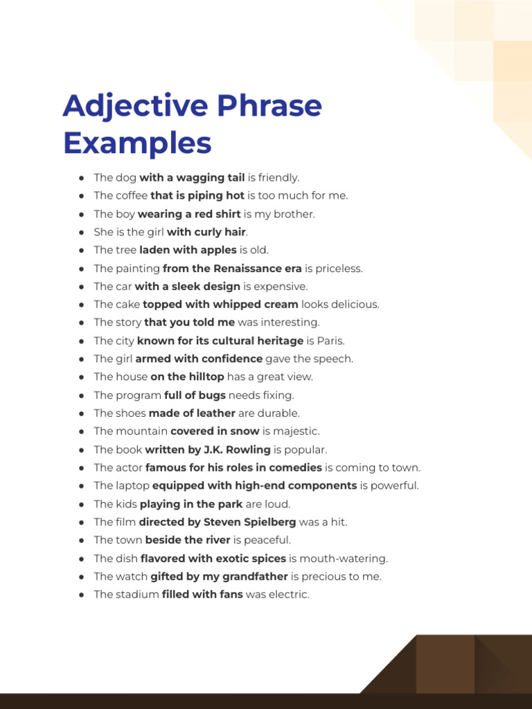 Adjective Phrase Examples | PDF