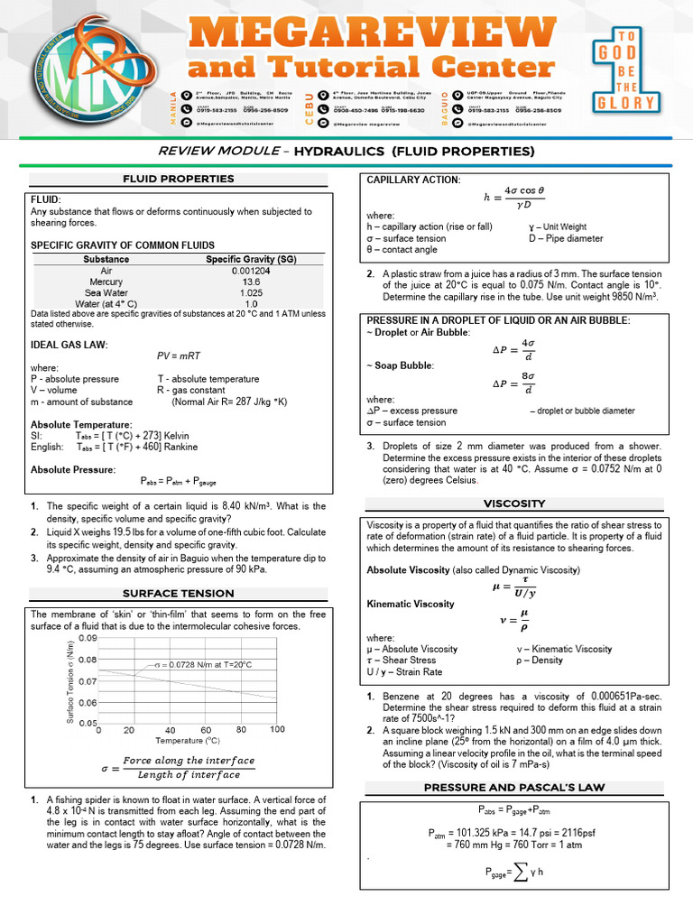 36 - Hydraulics 1 (Fluid Properties) | PDF
