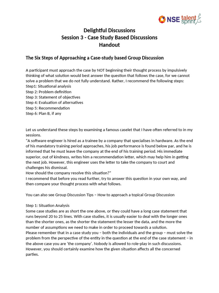 Session 3 - Case Study Based Discussions | PDF