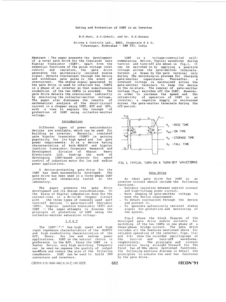 Gating and Protection of IGBT in An Inve | PDF | Field Effect ...