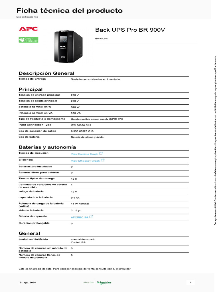 Schneider Electric - BackUPS-Pro - BR900MI | PDF