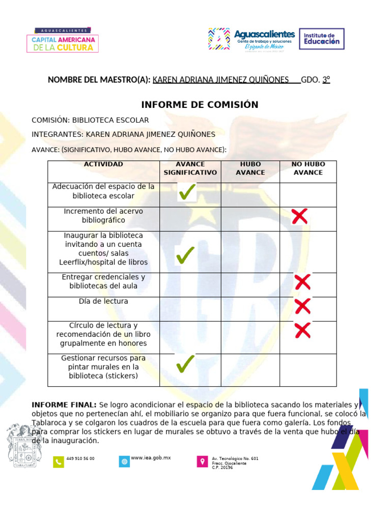 FORMATO INFORME DE COMISIÓN | PDF