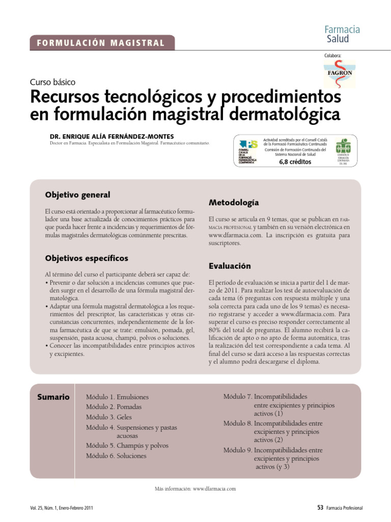Formulación Magistral TEMA 1. Emulsiones | PDF