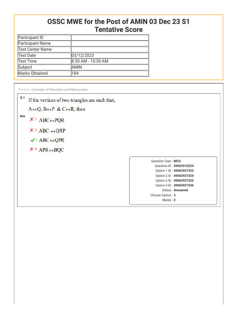 Ossc Amin Main 2023 | PDF