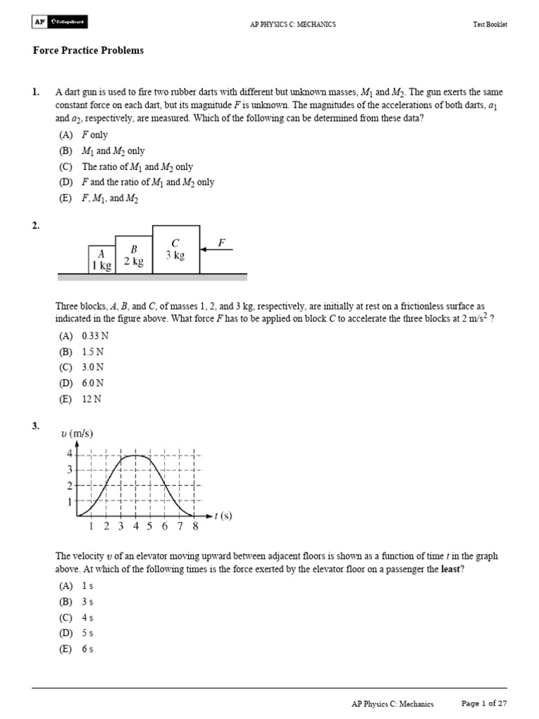 Force Practice MCQs | PDF