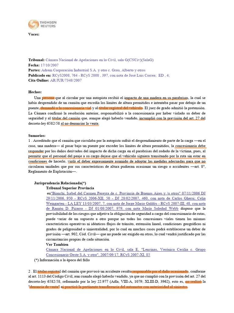 Fallo CNCiv. Sala G (17.10.2007) | PDF