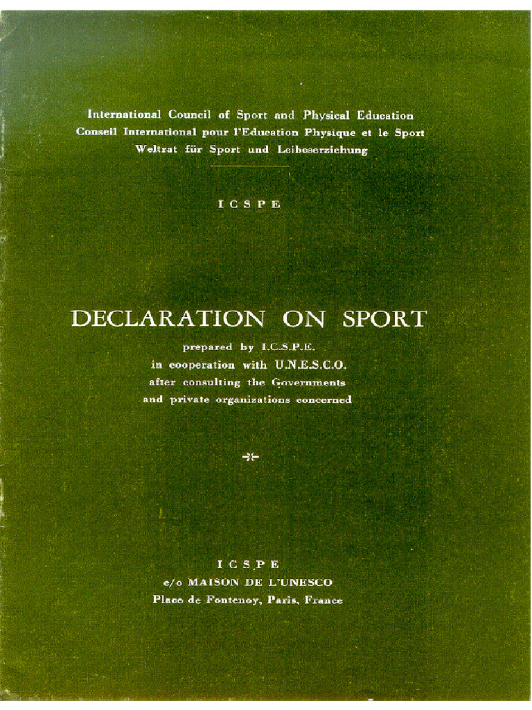Declaration on Sport_english | PDF