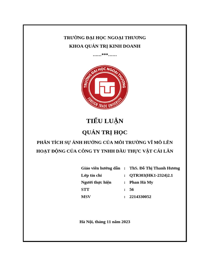 Tiêu Luận Qth | PDF