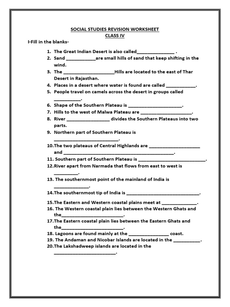 SOCIAL_STUDIES_REVISION_WORKSHEET1 | PDF