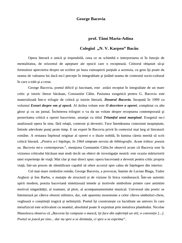 George Bacovia | PDF