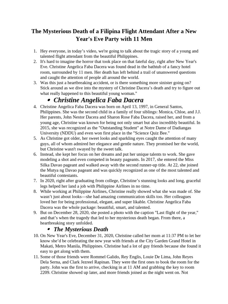 (Lesson1) The Mysterious Death of A Filipina Flight Attendant After A ...