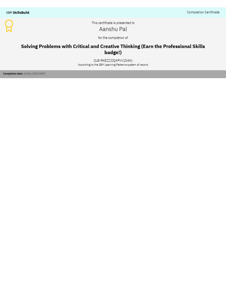 SkillsBuild IBM Solving Problems With Critical and Creative Thinking | PDF