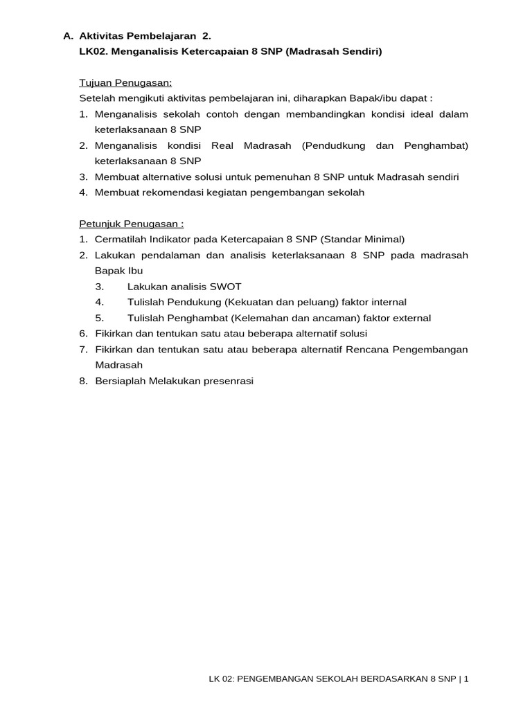 KELOMPOK 6 - LK-02. Pengembangan Mad Berdasar 8 SNP CETAK1 Pacitan | PDF