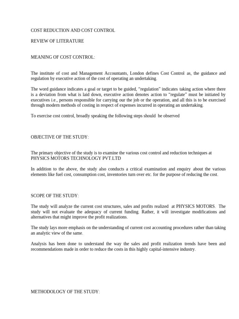 Final - Cost Reduction | PDF