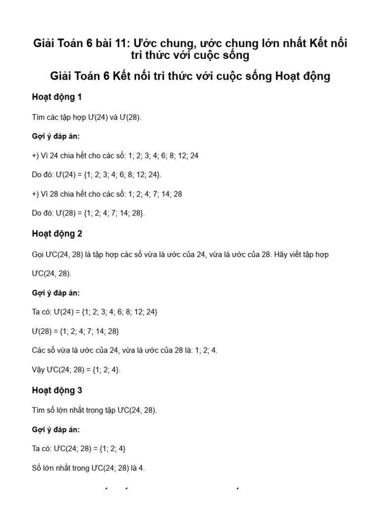 Toan 6 Bai 11 Ket Noi Tri Thuc | PDF