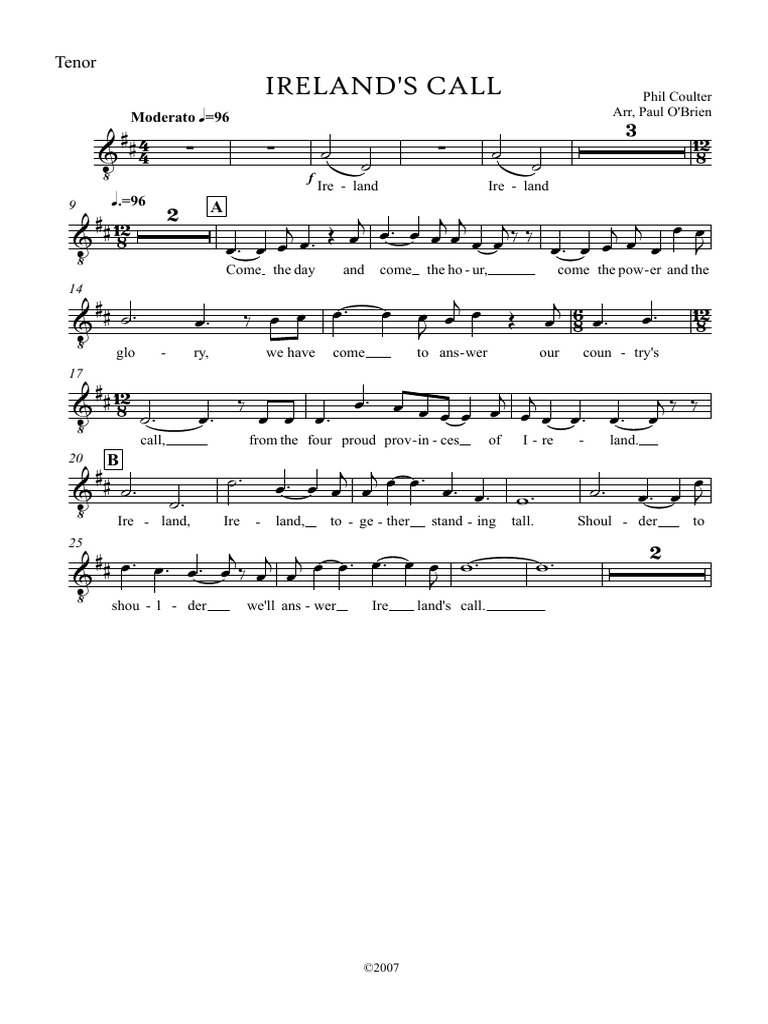 Irelands Call - Tenor | PDF