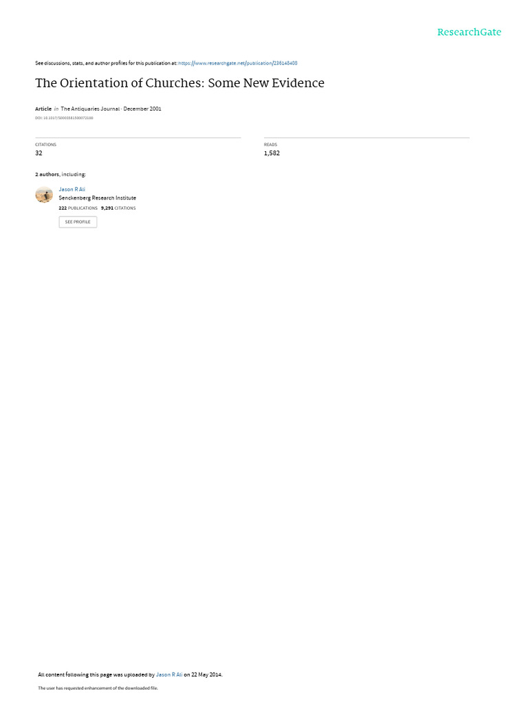 The Orientation of Churches Some New Evidence England | PDF | Compass | Art