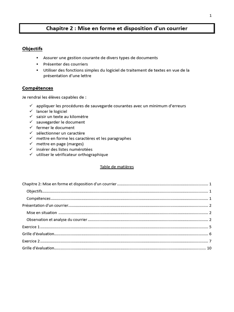 Chapitre 2 Mise en Forme Et Disposition Du Courrier | PDF
