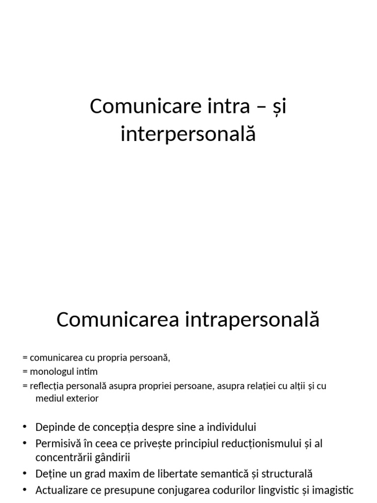 Comunicare Intra - Și Interpersonală | PDF
