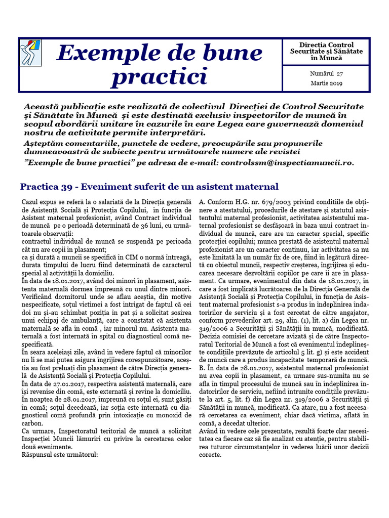 Asistent Maternal Exemple de Bune Practici NR 27 Martie 2019 | PDF