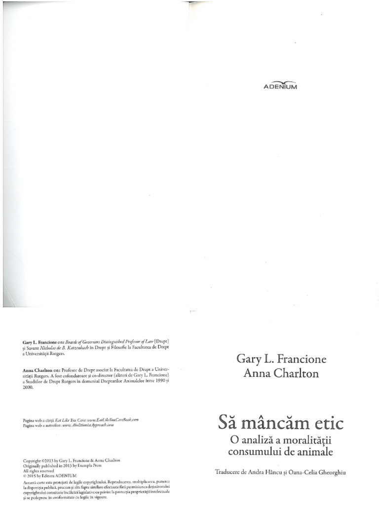 Francione Și Charlton, 2015, Sa Mancam Etic | PDF
