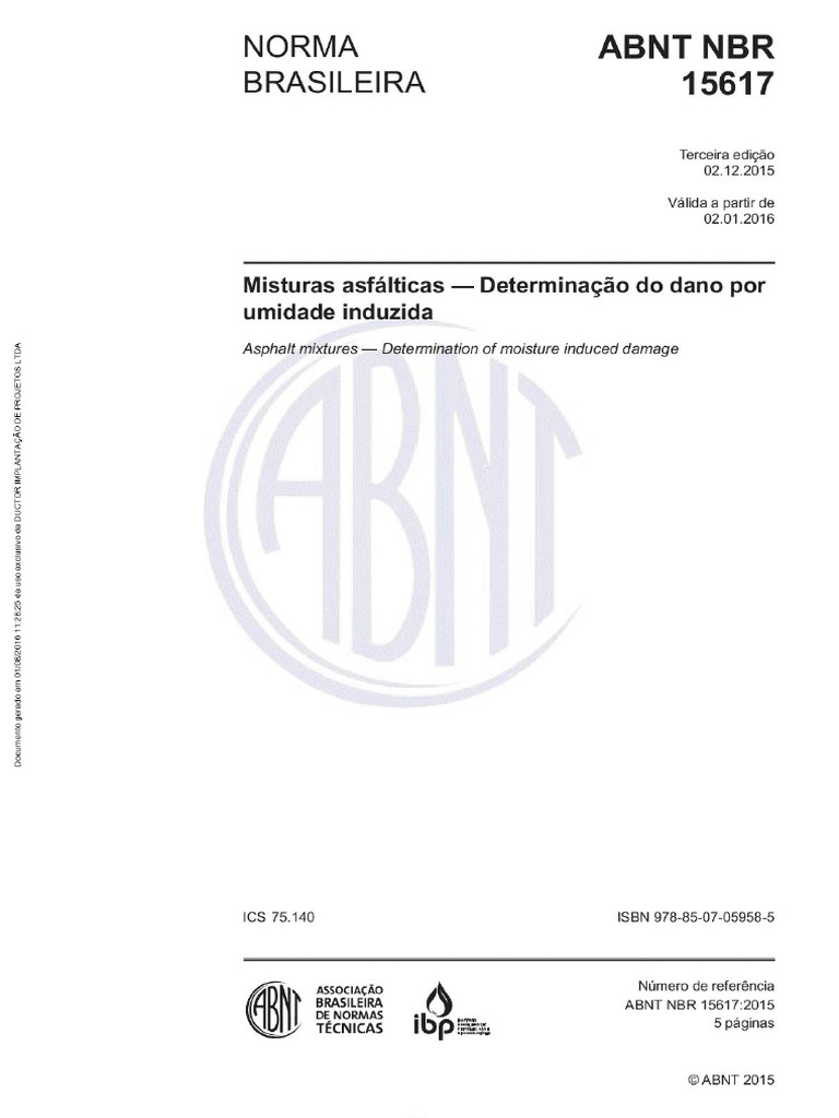 NBR 15617 - Mist. Asf. - Determinação Do Dano Por Umidade Induzida | PDF