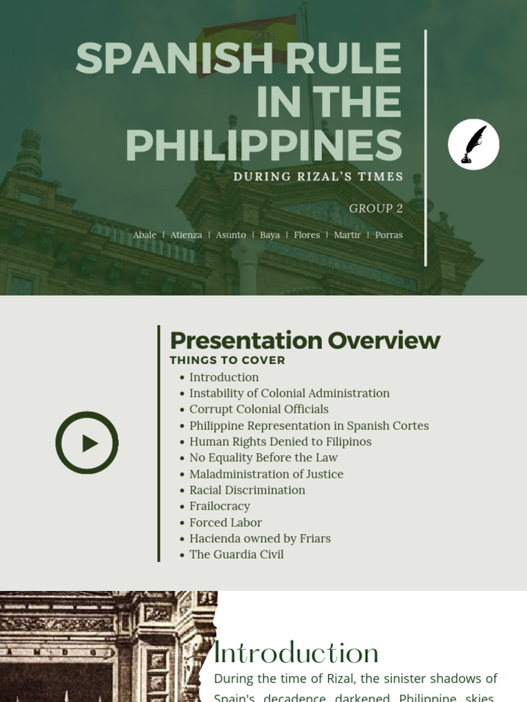 Spanish Rule in Philippines During Rizals Time | PDF