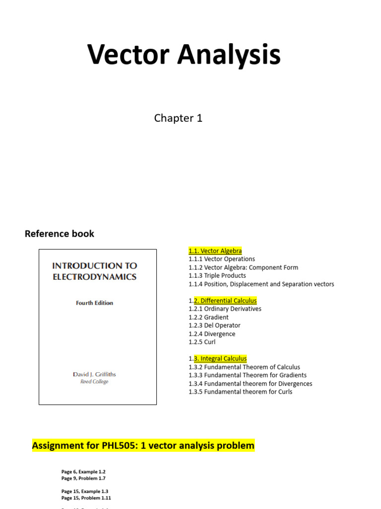 1 Vector Analysis | PDF