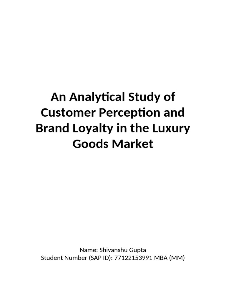 An Analytical Study of Customer Perception and Brand | PDF | Brand ...