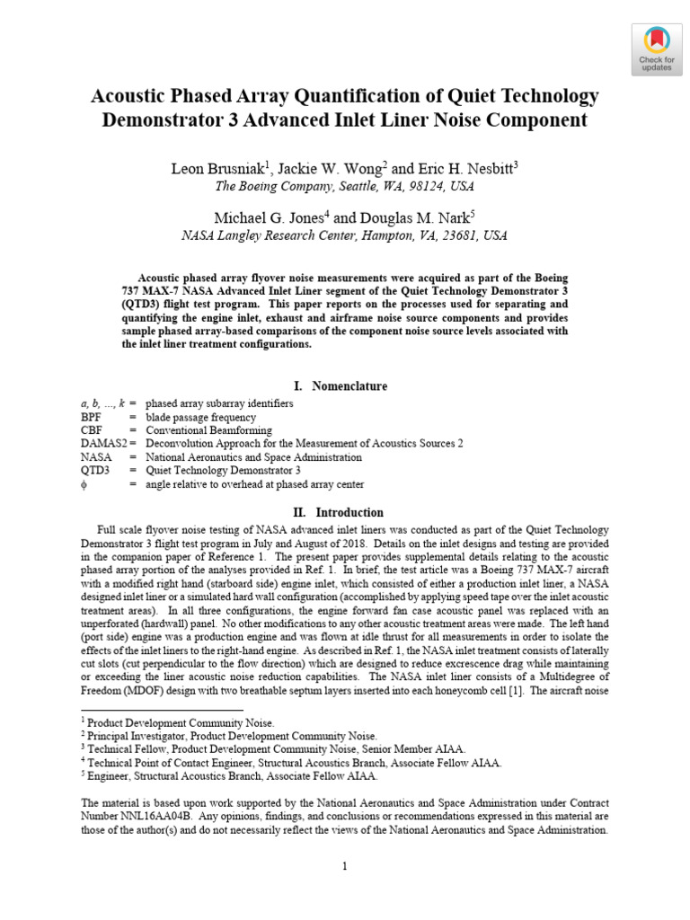 Acoustic Phased Array Quantification of Quiet Technology | PDF