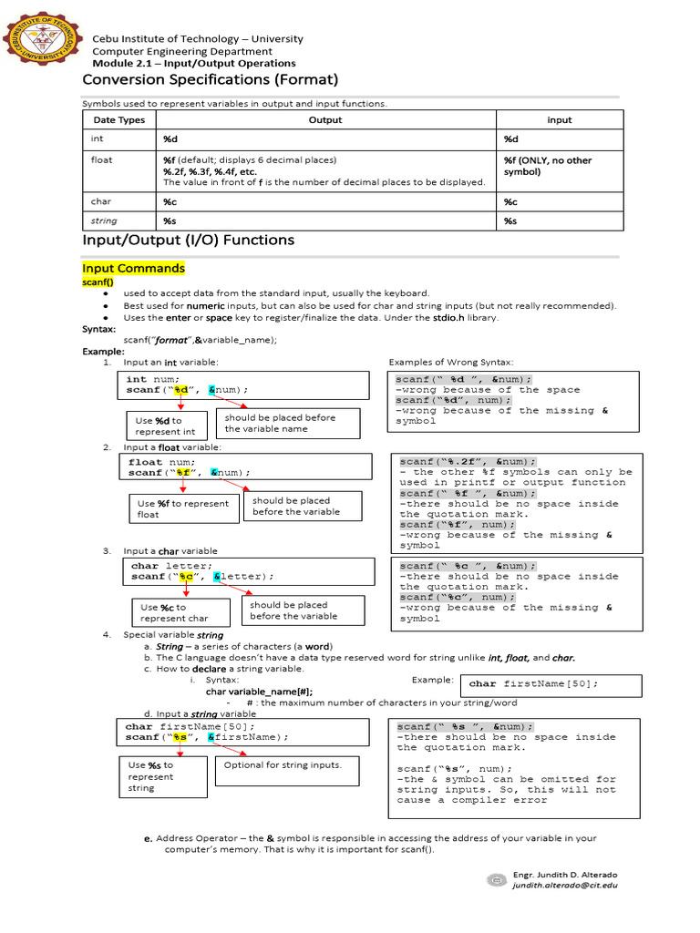 Module 2.1 - Input and Output Operations | PDF Module 2.1 - Input and Output Operations | PDF