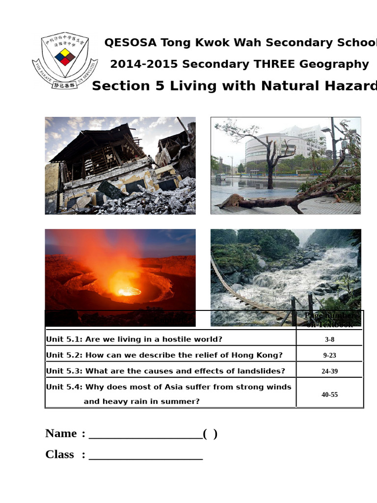1415 - Geog - S3 - Living With Natural Hazards - Notes - Unit 5.1 | PDF