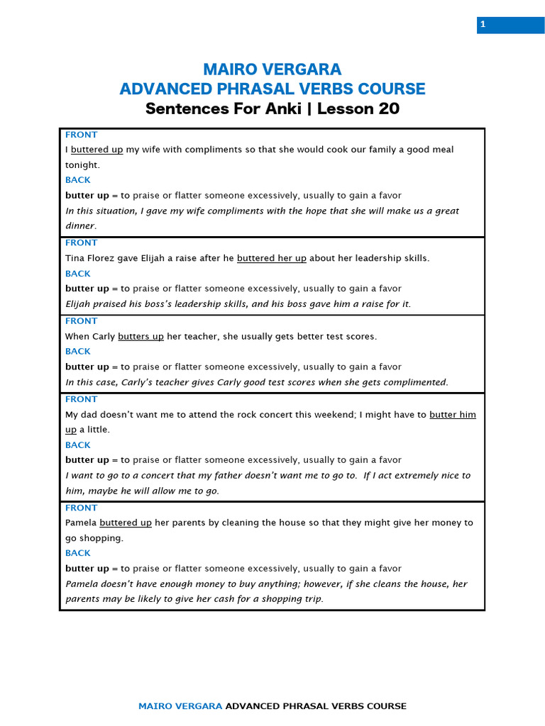 PDF Sentences - Lesson 20 | PDF