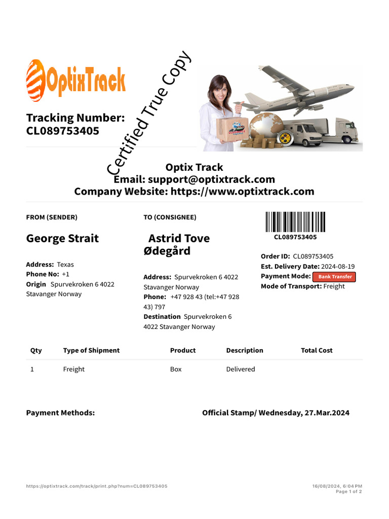 Invoice Delivery Tracking Details | PDF