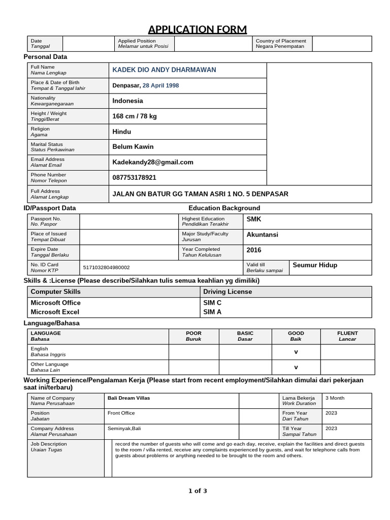 APPLICATION FORM[1] | PDF